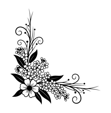 Floral Corner Clipart Black And White