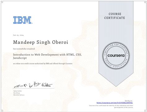 learned html css and javascript from ibm mandeep singh oberoi posted on the topic linkedin