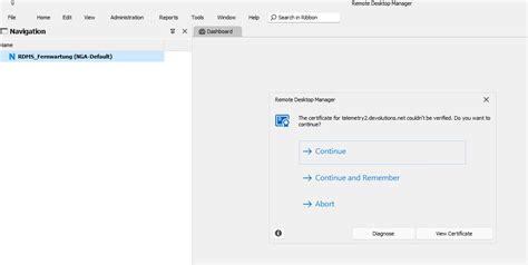 Remote Desktop Manager Client Certificate Checking