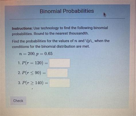 Solved Binomial Probabilities Instructions Use Technology Chegg