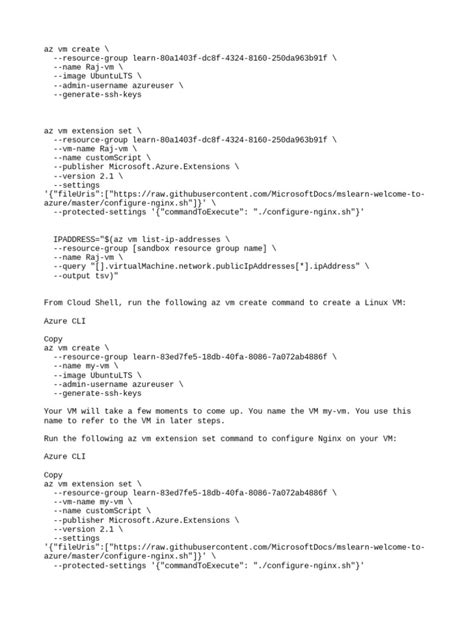 Azure Commands Pdf Microsoft Azure Secure Shell