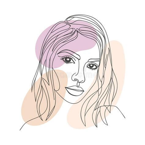 Abstract Modern Portrait Of A Beautiful Young Woman Line Art Poster