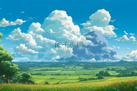 夏季宫崎骏风格插画图片 千库网