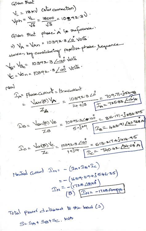 An Unbalanced Three Phase Wye Connected And Grounded Load Is Connected To A Balanced Three Phase