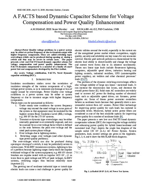 Pdf A Facts Based Dynamic Capacitor Scheme For Voltage Compensation