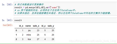 pandas之pd merge函数，将两个数组中列名的交集作为链接键，进行更新合并操作 数据分析入门与实战 csdn专栏