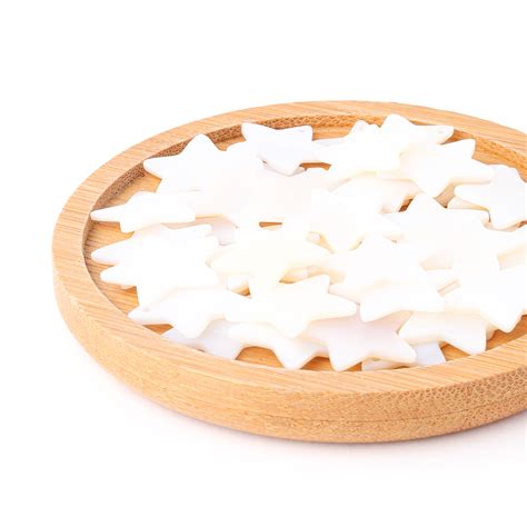 Estrela De Madrepérola Natural Com Furo Frontal 17mm 20 Peças Artstones