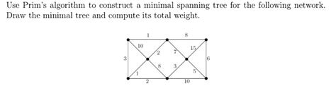 Solved Use Prim Algorithm To Construct Minimal Spanning Tree For The Following Network Draw