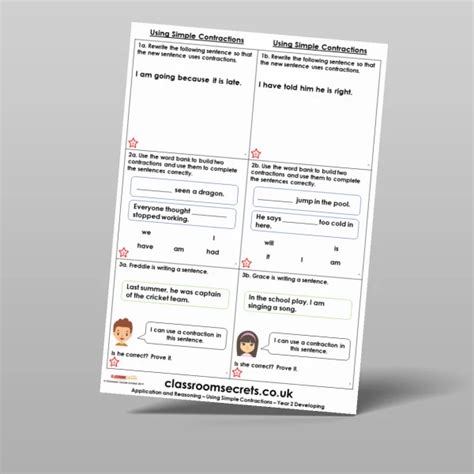 Year 2 Using Simple Contractions Application And Reasoning Resource Classroom Secrets