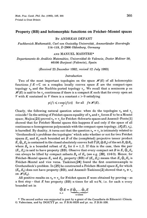 Pdf Property Bb And Holomorphic Functions On Fréchet Montel Spaces