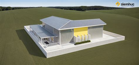 Exterior Shot Render A Simple Building On A Rectangular Plot The