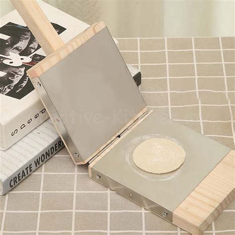 Hardwood Tortilla Press Wood Dumpling Dough Presser 304 Stainless Steel Manual Tortilla Maker