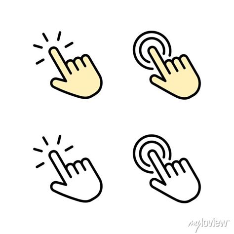 Set Of Hand Cursor Icons Hand Click Icon Finger Pointer Isolated