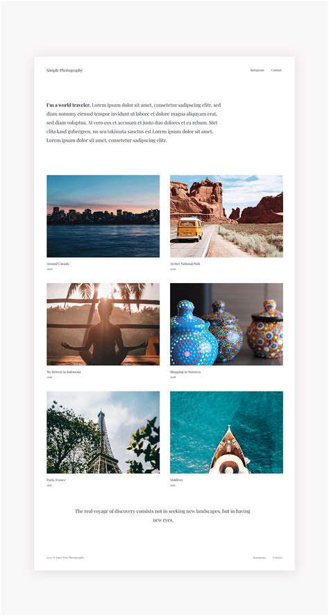 Free Blog Template Simple Photography On Behance