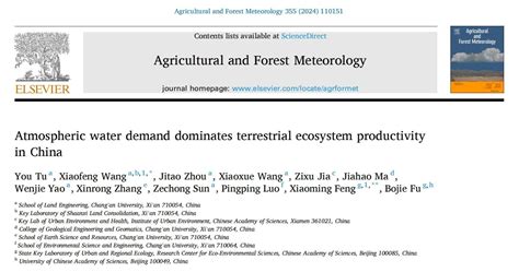 我校研究团队在国际著名期刊agricultural And Forest Meteorology发表研究成果 长安大学