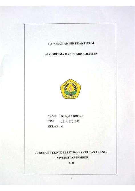 Laporan Akhir Praktikum ALGO Algoritma Dan Pemrograman I Studocu