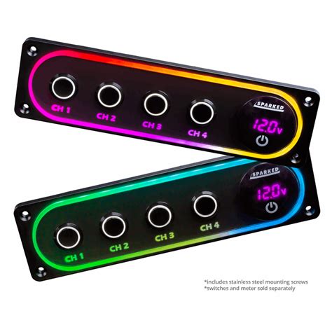 Illuminated Black Single Din Aluminum Switch And Voltmeter Panel