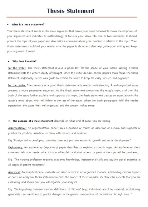Professional Thesis Statement Template Free Word Excel Templates