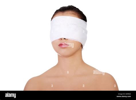 Portrait Of Beautiful Young Female Face With Bandage Beauty Treatment