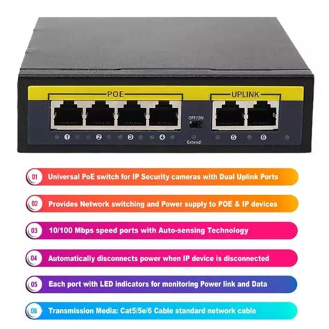 Poe 4 8 Ch Ethernet Network Switch Hub For Ip Cameras Power Over Ethernet £23 50 Picclick Uk