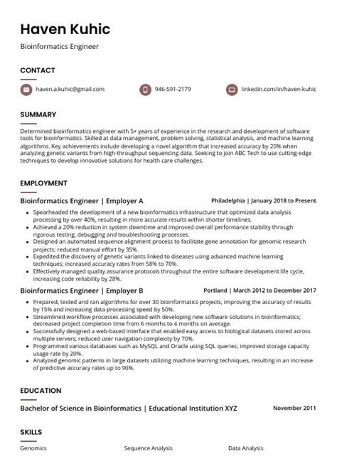 Bioinformatics Engineer Resume Cv Example And Writing Guide