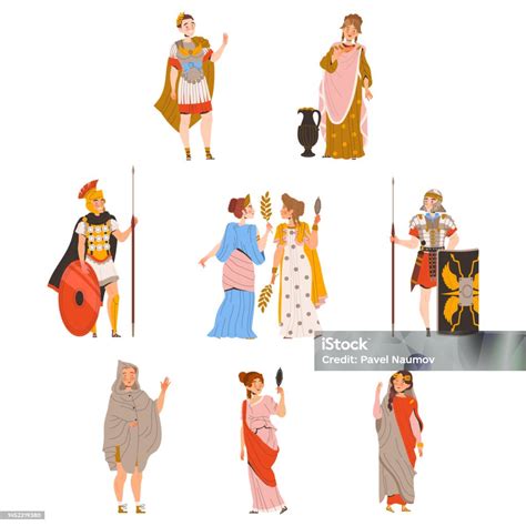 고대 고대 로마 캐릭터는 고전 고대 벡터 세트에서 문화적 민족성 또는 국적을 나타냅니다 Empire에 대한 스톡 벡터 아트 및 기타 이미지 Empire 로마 양식