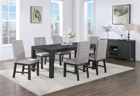 Nola 7 Piece Extendable Dining Set Dark Grey Leons
