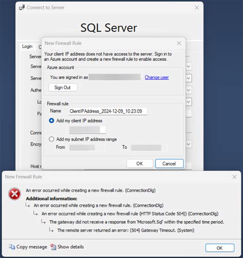 Ssms Firewall Rules Error Microsoft Qanda