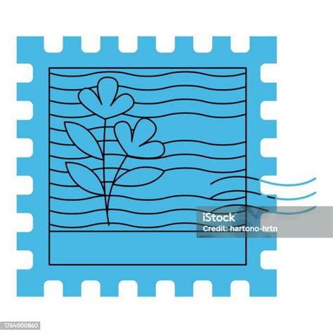 플랫 라인 우표 벡터 일러스트 레이 션 와 Post Office 테마 와 평평한 선 벡터 스타일 편집 가능한 벡터 0명에 대한