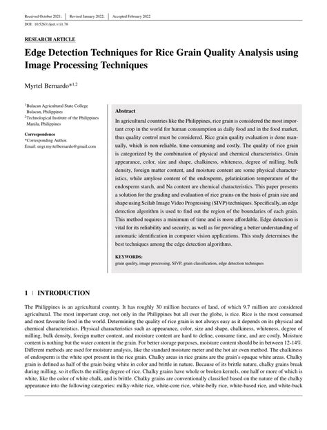 pdf edge detection techniques for rice grain quality analysis using