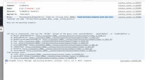 Multiple Matching Elements Error Message Returns Only New Line