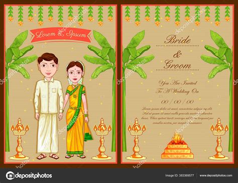 Couple On Indian Wedding Invitation Template Background Stock Vector By