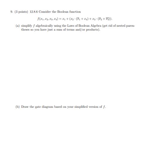 Solved 9 3 Points 1286 Consider The Boolean Function