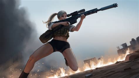 The Sniper Girl In Action Wallpaperhd Artist Wallpapers4k Wallpapers