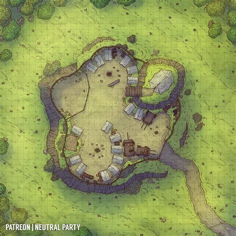 Oc Art Big Hilltop Camp Battlemap Dnd Fantasy Map Fantasy City