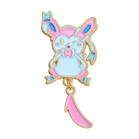 Pokemon Sylveon Dangle Tail Enamel Pin Distinct Pins