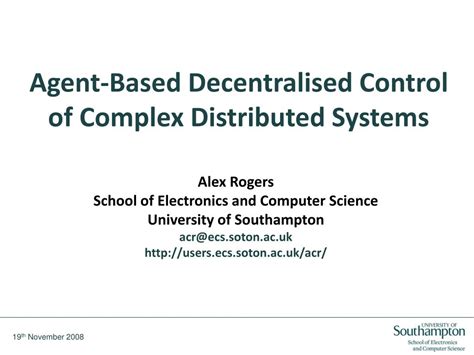 Ppt Agent Based Decentralised Control Of Complex Distributed Systems Powerpoint Presentation
