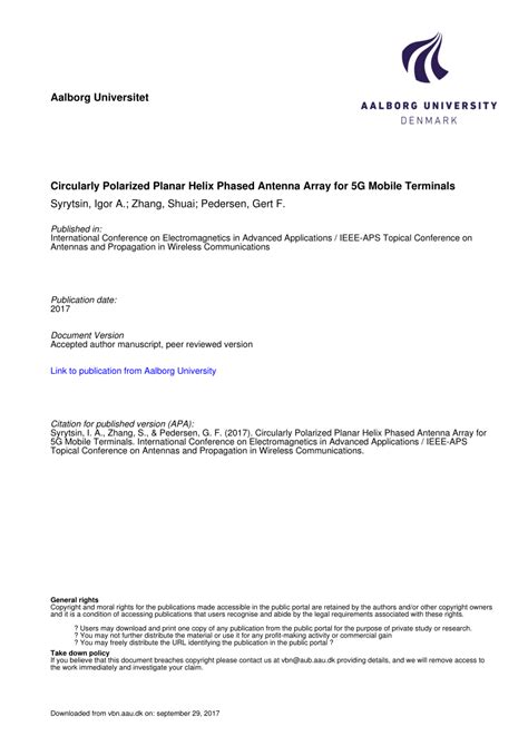 Pdf Circularly Polarized Planar Helix Phased Antenna Array For 5g Mobile Terminals