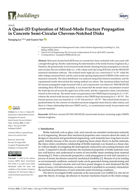 Pdf A Quasi 2d Exploration Of Mixed Mode Fracture Propagation In Concrete Semi Circular