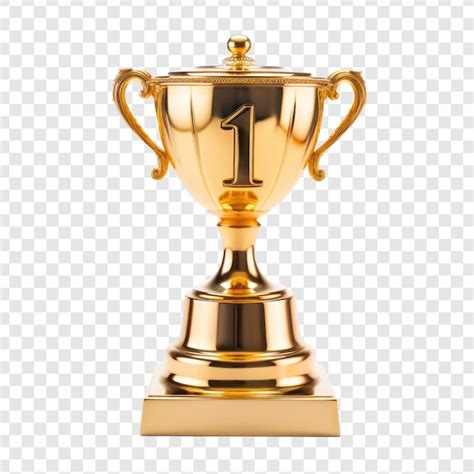 투명성 배경 Psd에 1번이 새겨진 황금 트로피 프리미엄 Psd 파일
