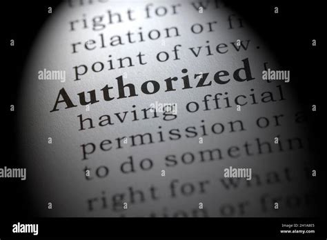 Fake Dictionary Word Dictionary Definition Of Authorized Stock Photo