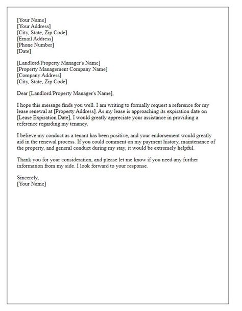 Letter Template For Tenant Reference Request Free Samples In Pdf
