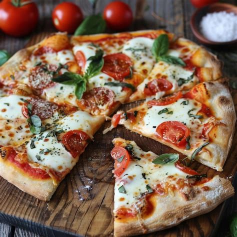 Premium Photo Pizza Cut With Mozzarella And Tomato