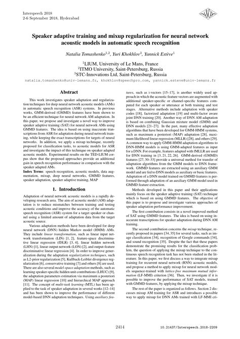 pdf speaker adaptive training and mixup regularization for neural
