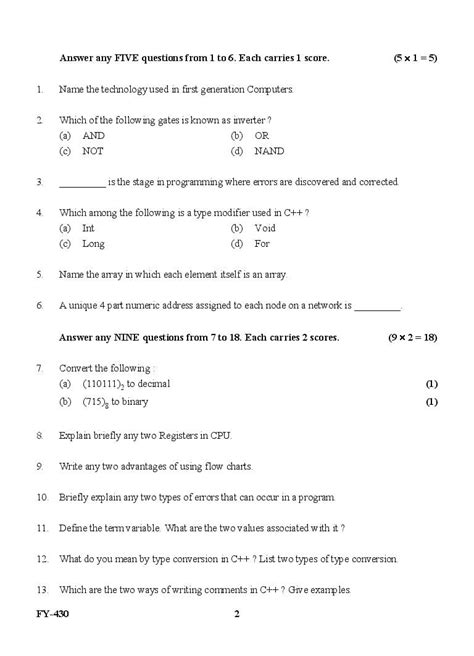 Kerala Plus One Computer Science Question Paper 2024 Pdf With Answers Aglasem