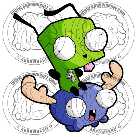 Invader ZIM GIR X Mini Moose Cartoon Stickers Water UV Etsy