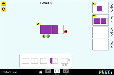 Fractions Intro Fractions Equivalent Fractions Improper Fraction Phet Interactive
