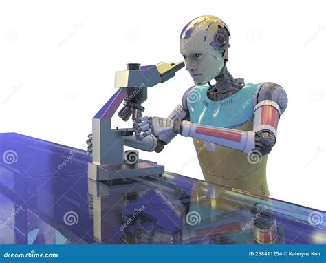 smart microscopy with automated sample handling microscopic syst stock illustration