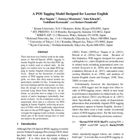 A Pos Tagging Model Adapted To Learner English Acl Anthology