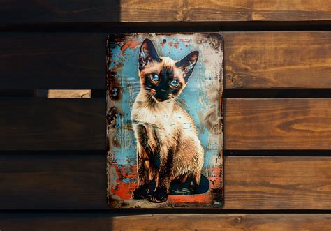 Siamese Cat Vintage Sign Funny Metal Decor Retro Wall Art Cat Lover